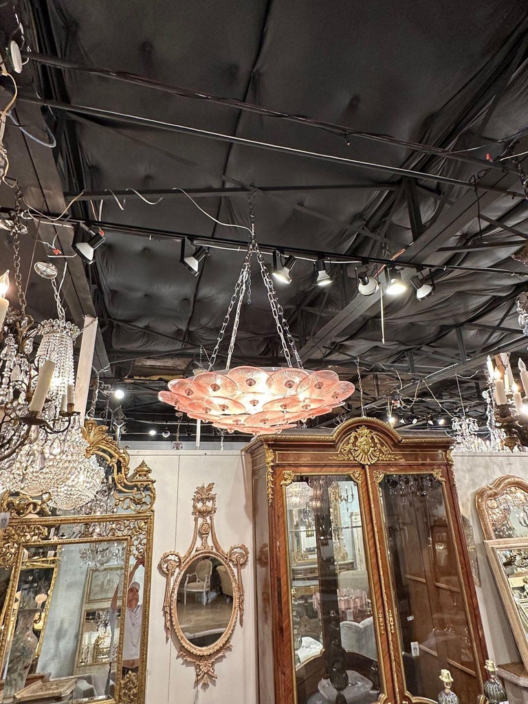 Murano Pink Disc Flush Mount For Sale at 1stDibs