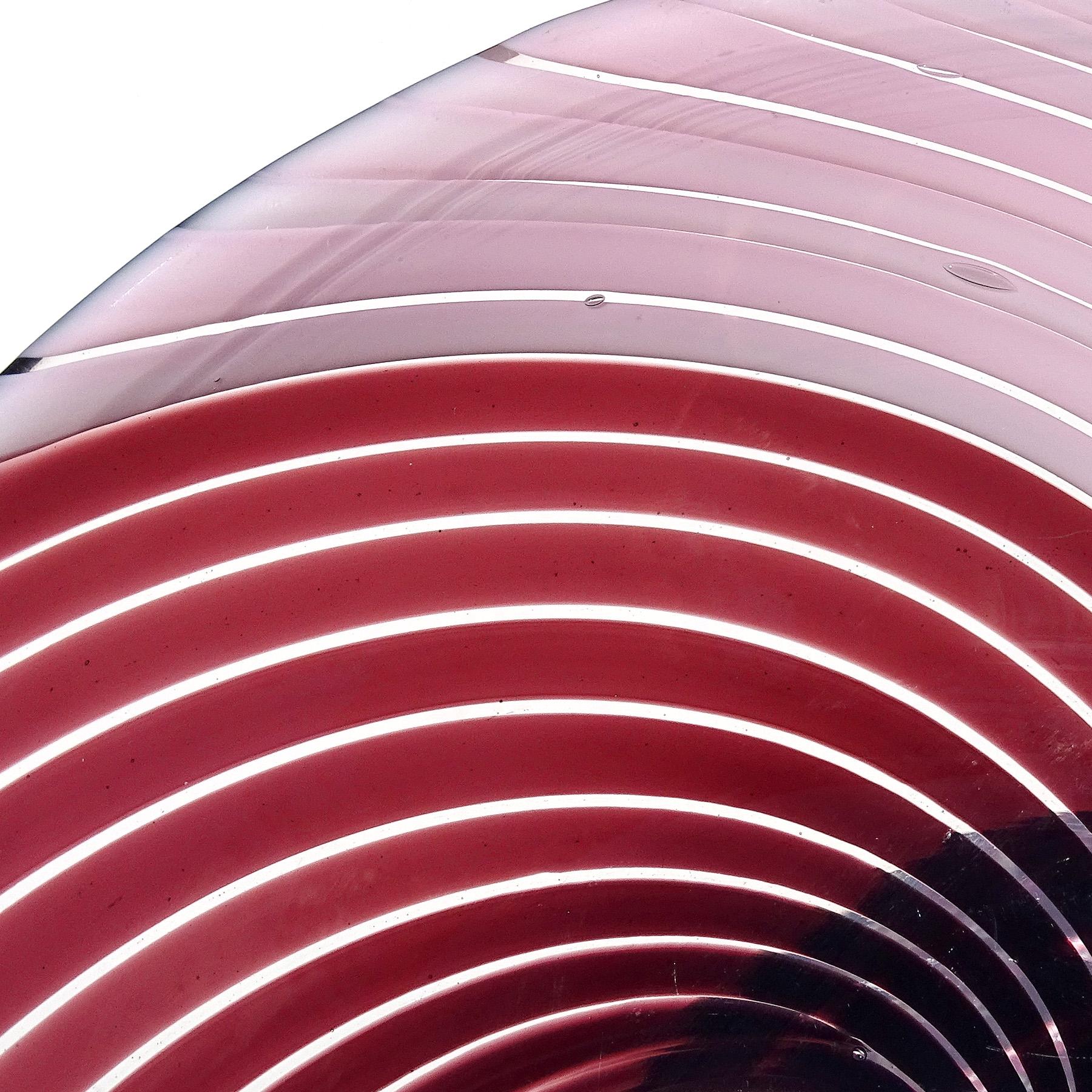 Murano Pink Sky Blue Dark Purple Ribbons Swirl Pattern Italian Art ...