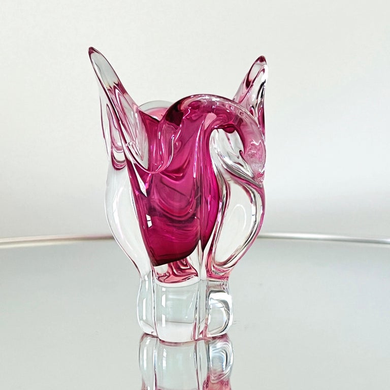 Murano Pink Violet Bud Vase with Tulip Shape, circa. 1950s For Sale at ...