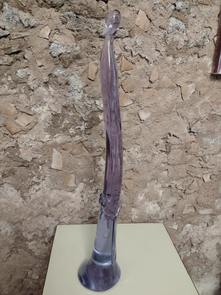 Murano Purple Glass Female Sculpture, circa 1970 For Sale at 1stDibs