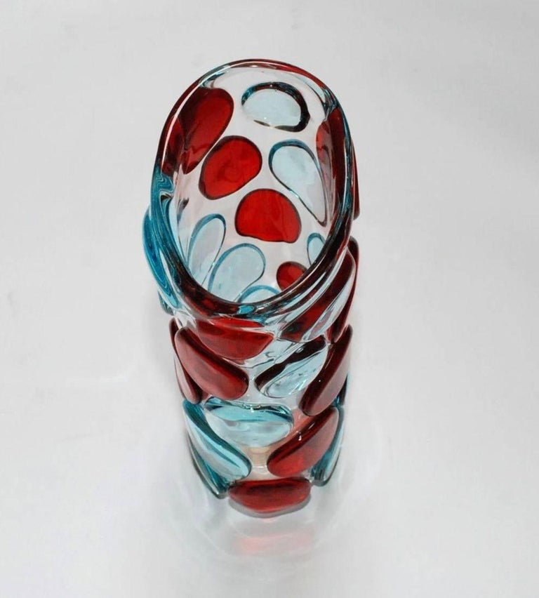 Murano Red and Blue Button Vase by Camozzo For Sale at 1stDibs