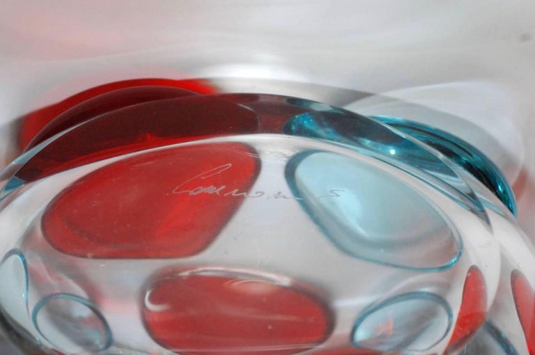 Murano Red and Blue Button Vase by Camozzo For Sale at 1stDibs