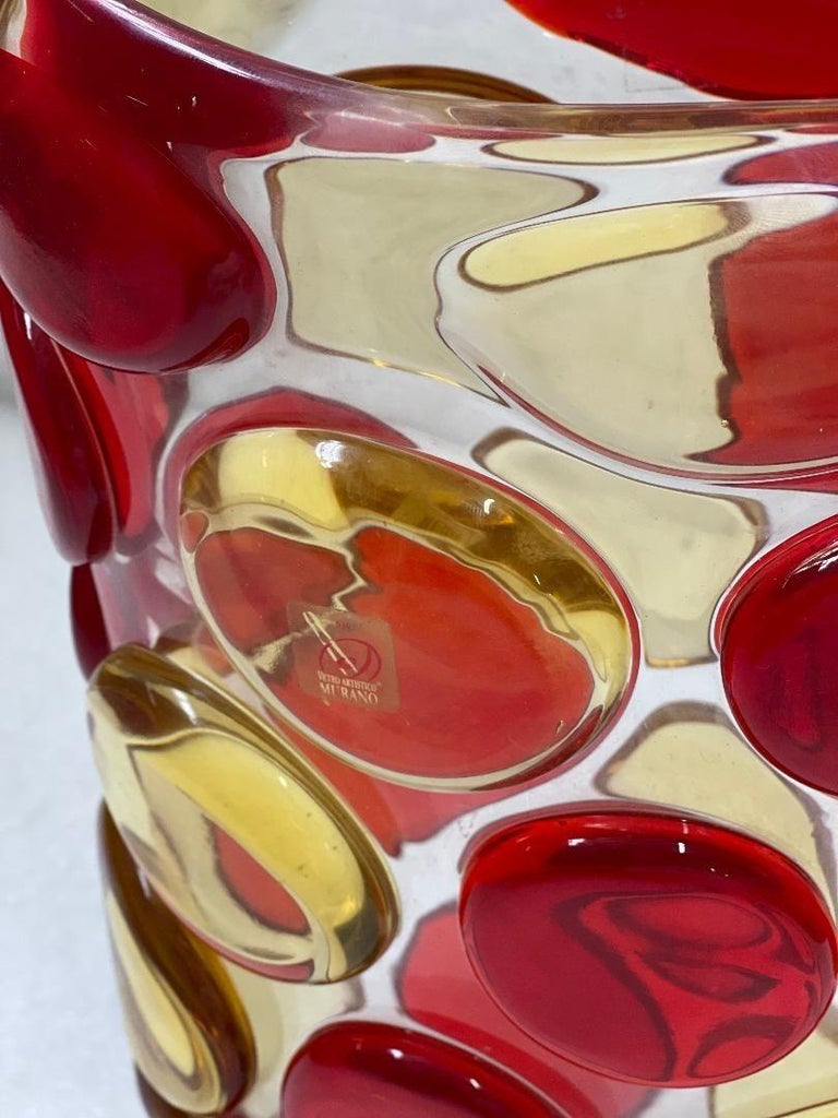 Murano Red and Yellow Button Vase by Camozzo For Sale at 1stDibs