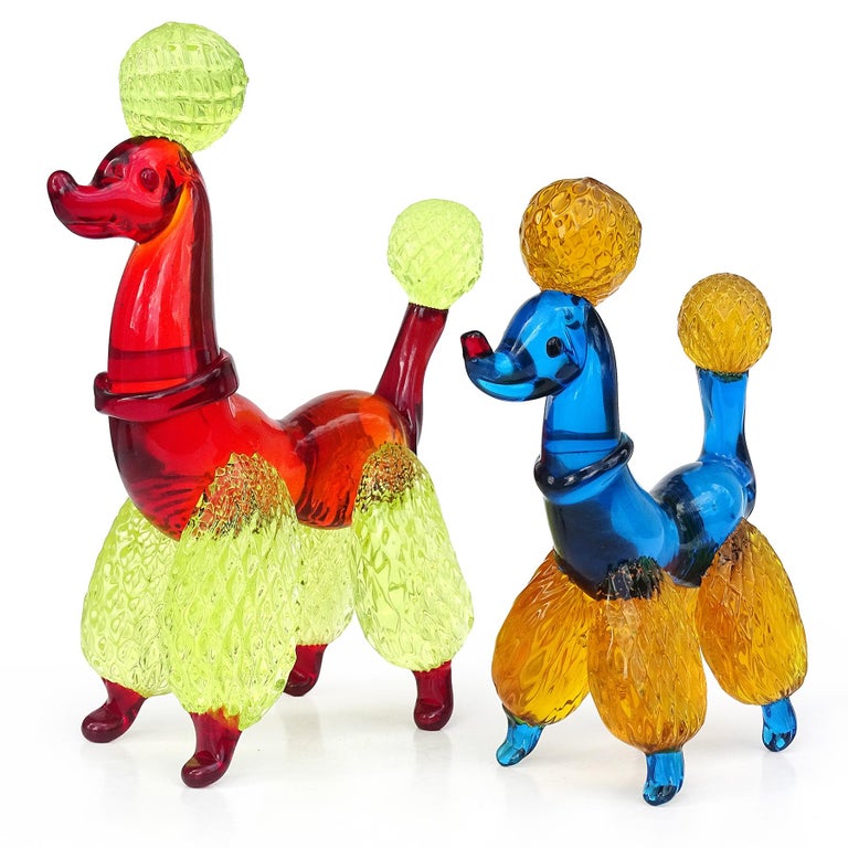 Murano Red Quilted Uranium Fur Italian Art Glass Puppy Dog Poodle ...