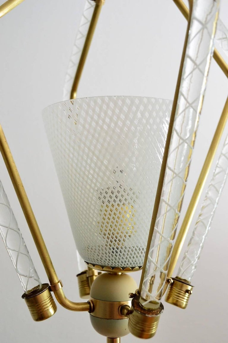 Murano Reticello Ceiling Lamp or Lantern, 1950s at 1stDibs