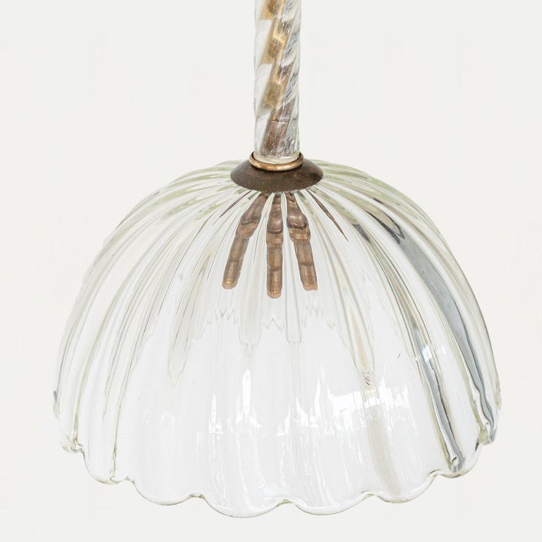 Murano Scalloped Glass Pendant Light For Sale at 1stDibs