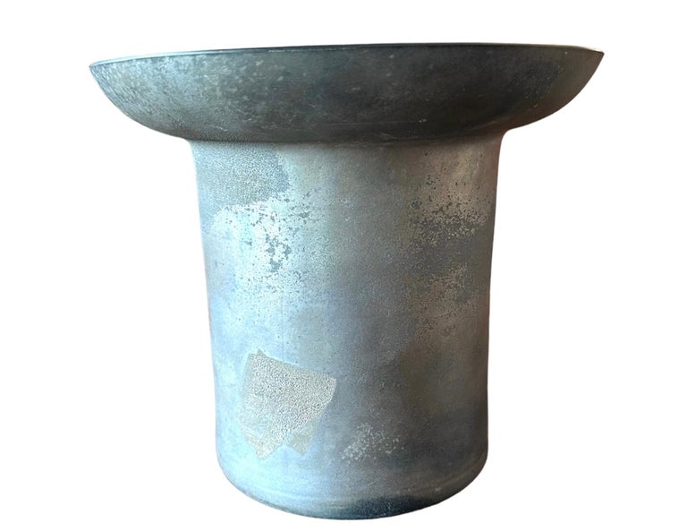 Murano Scava Glass Black Vase signed by Cenedese For Sale at 1stDibs