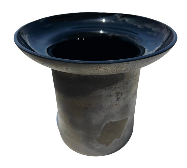 Murano Scava Glass Black Vase signed by Cenedese For Sale at 1stDibs