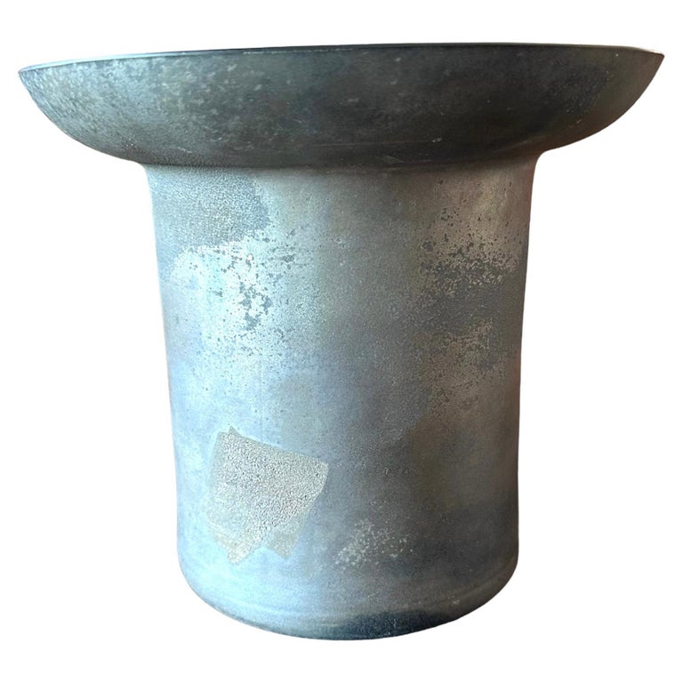 Murano Scava Glass Black Vase signed by Cenedese For Sale at 1stDibs