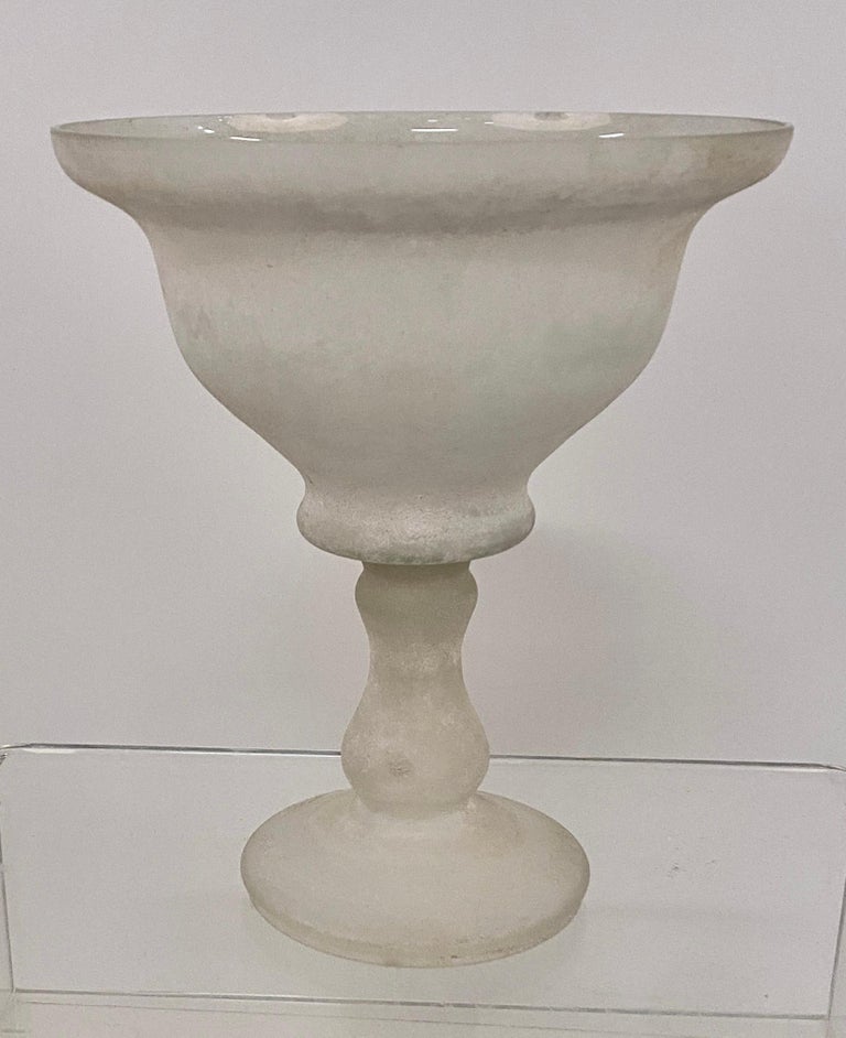 Murano Scavo Glass Footed Center Bowl, Italy, 1980s For Sale at 1stDibs