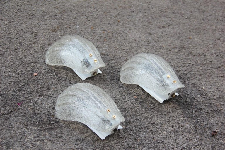 Murano Sconce Shell Murano Art Glass Transparent Dew 1970 Italian ...