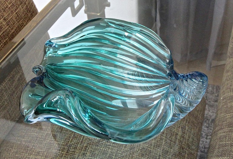 Murano Seguso Aqua Blue Seashell Centrepiece Bowl at 1stDibs