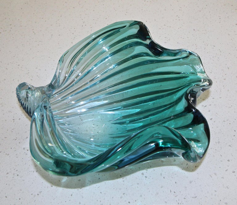 Murano Seguso Aqua Blue Seashell Centrepiece Bowl at 1stDibs