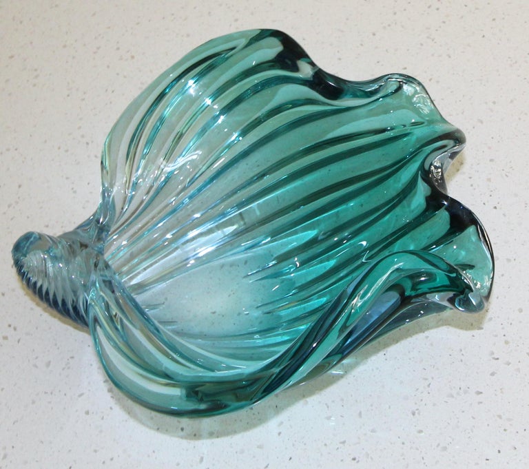 Murano Seguso Aqua Blue Seashell Centrepiece Bowl at 1stDibs