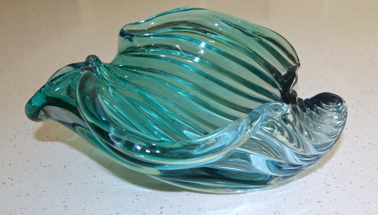 Murano Seguso Aqua Blue Seashell Centrepiece Bowl at 1stDibs