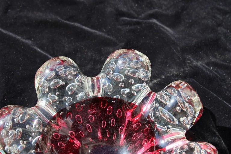 Murano Seguso Bowl Air Bubbles Inside Red Trasparent Glass Italian ...