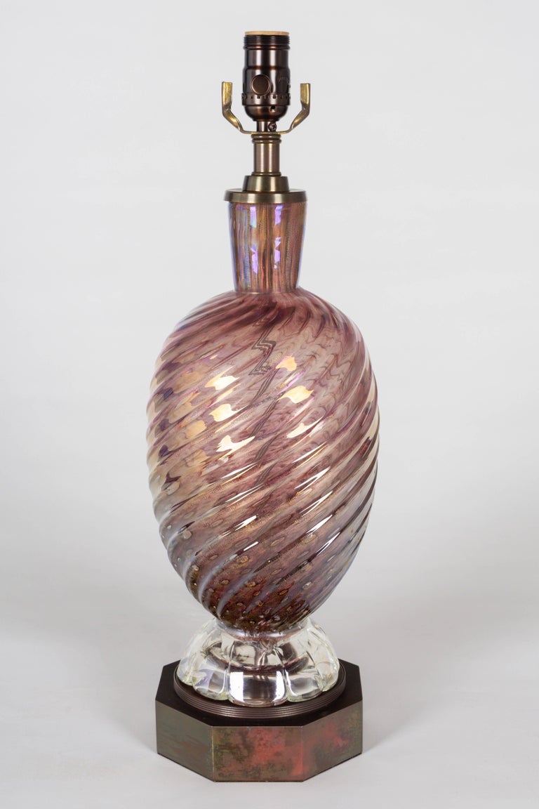 Murano Seguso Midcentury Amethyst Glass Lamp For Sale at 1stDibs