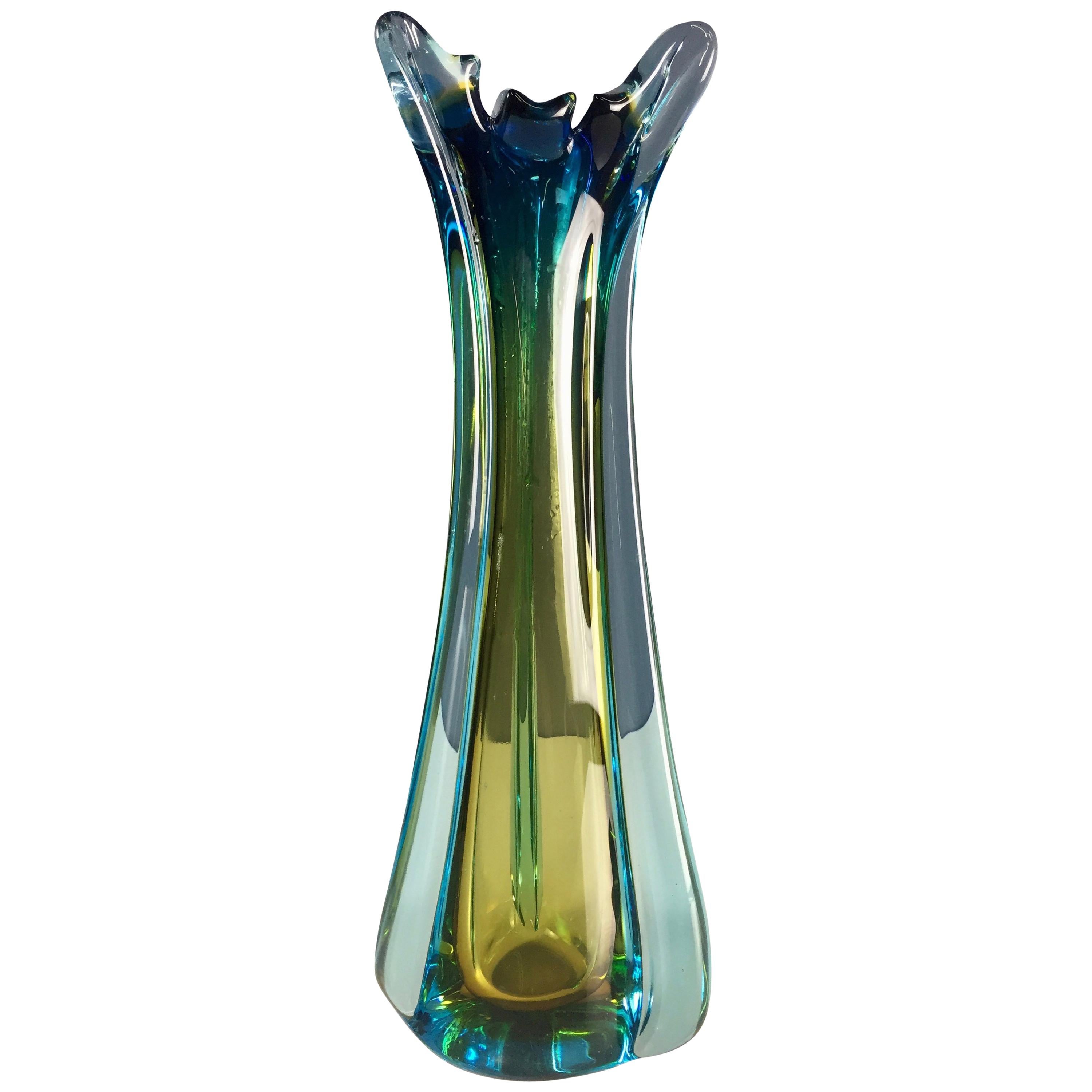 Murano Seguso Multicolored Glass Vase Midcentury at 1stDibs | murano ...