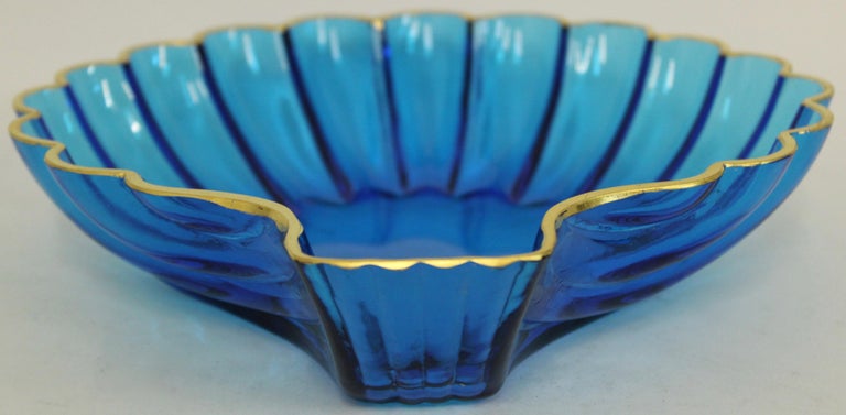 Murano Shell Shaped Clear Blue Glass Dish, Italy, 20th Century For Sale ...