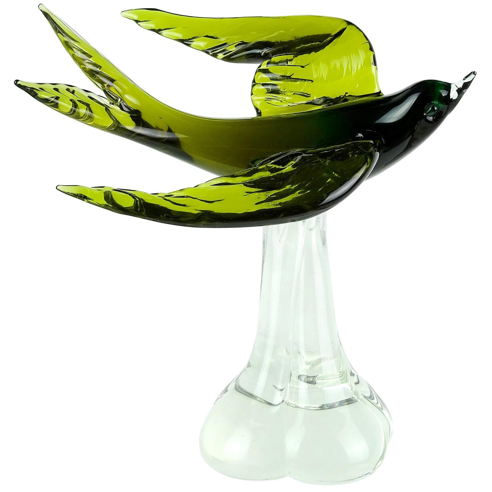 Salviati Murano Blue, Green, Orange Italian Art Glass Owl Bird ...