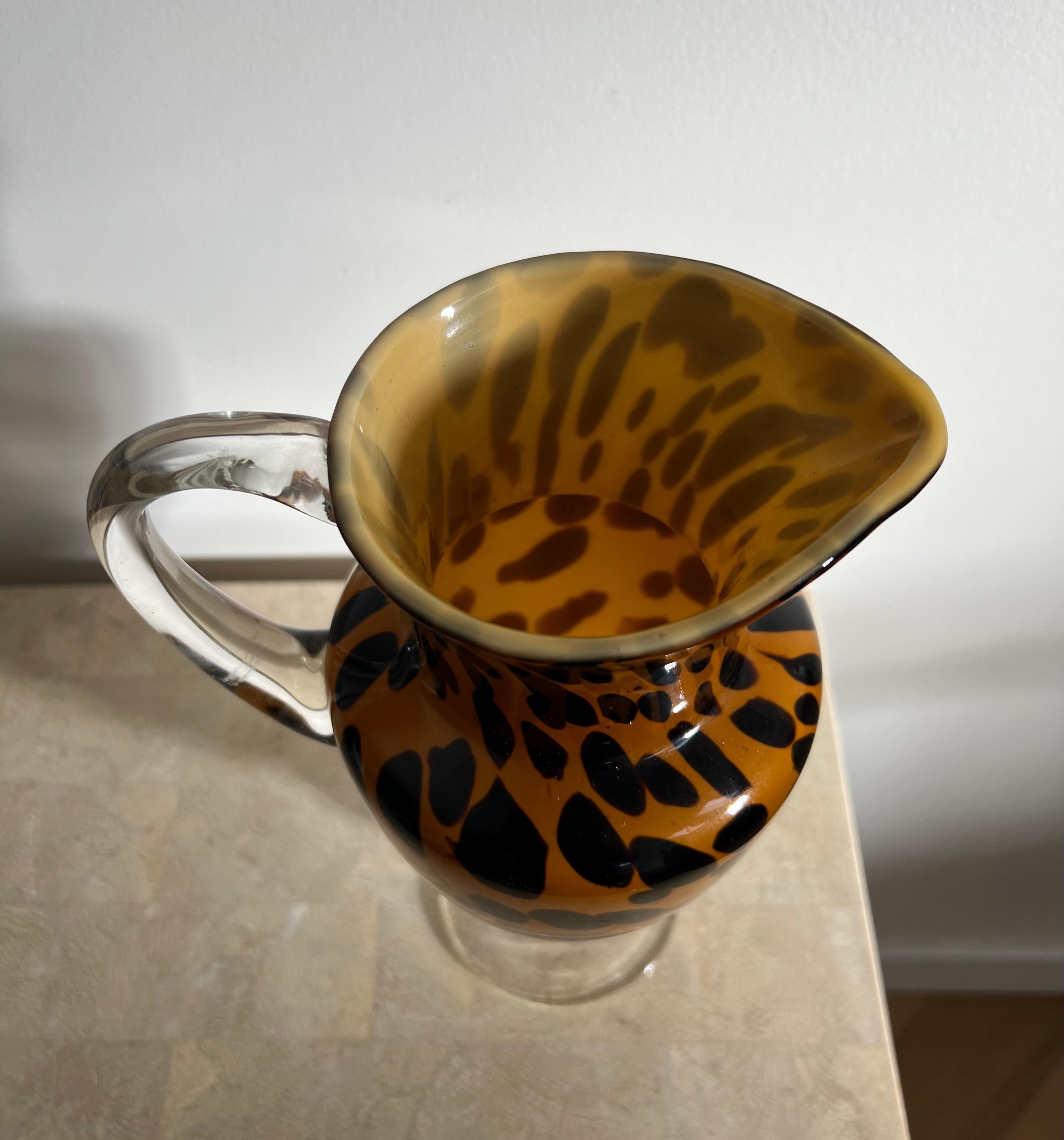 Murano Style Art Glass Leopard Pitcher, 1990s at 1stDibs