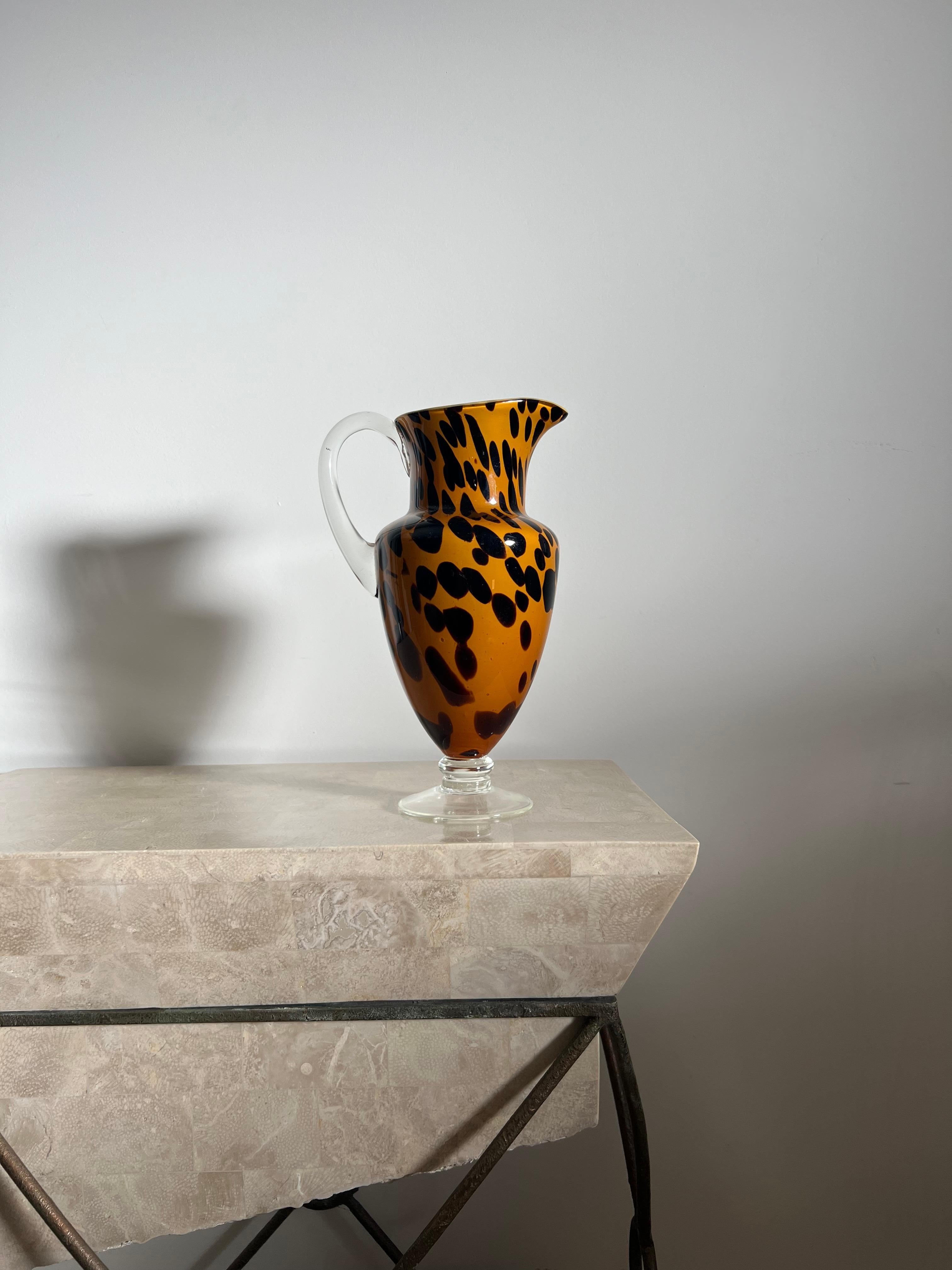 Murano Style Art Glass Leopard Pitcher, 1990s at 1stDibs