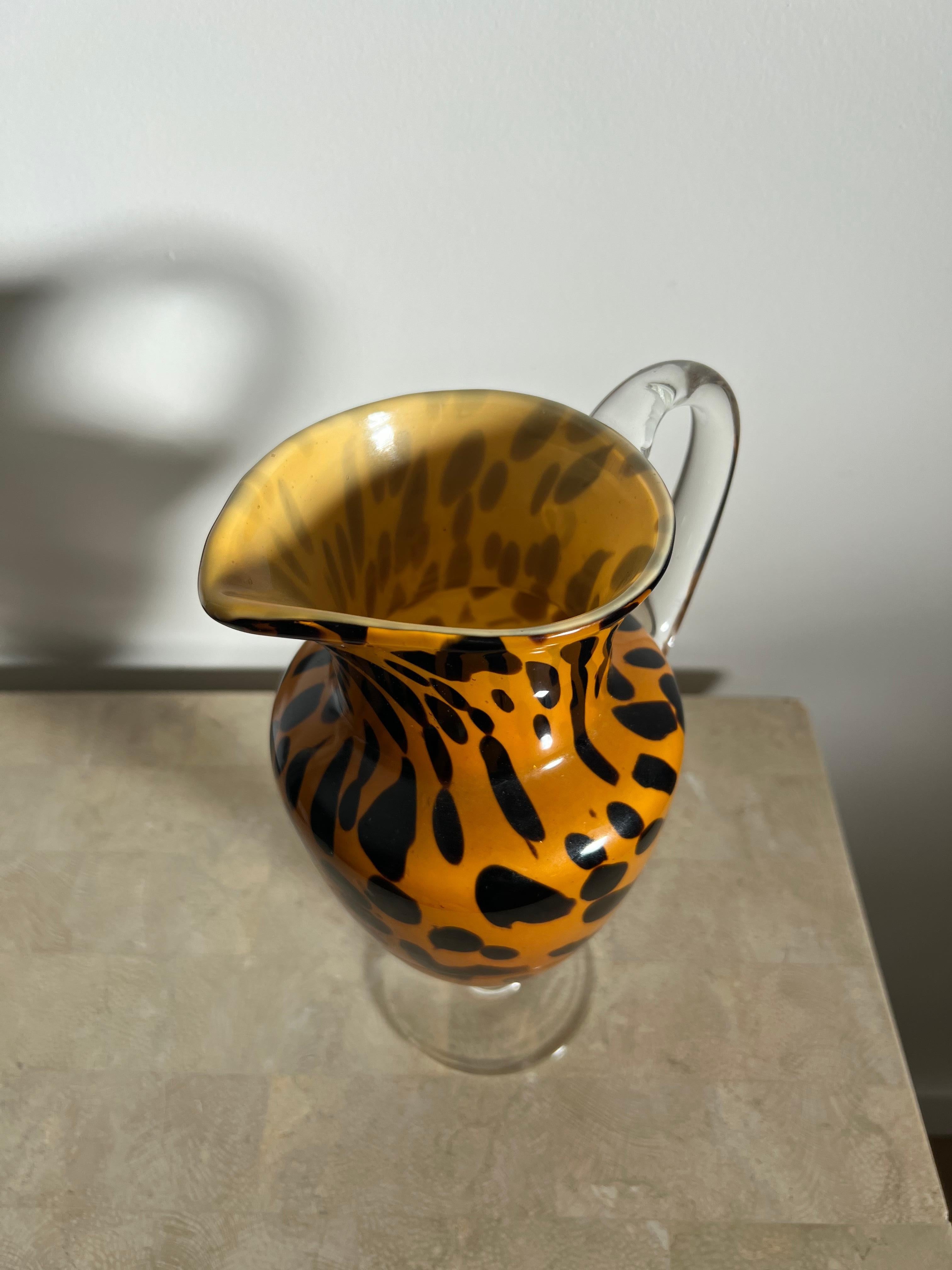 Murano Style Art Glass Leopard Pitcher, 1990s at 1stDibs