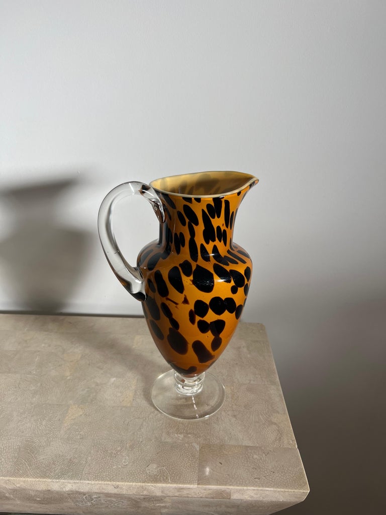 Murano Style Art Glass Leopard Pitcher, 1990s at 1stDibs