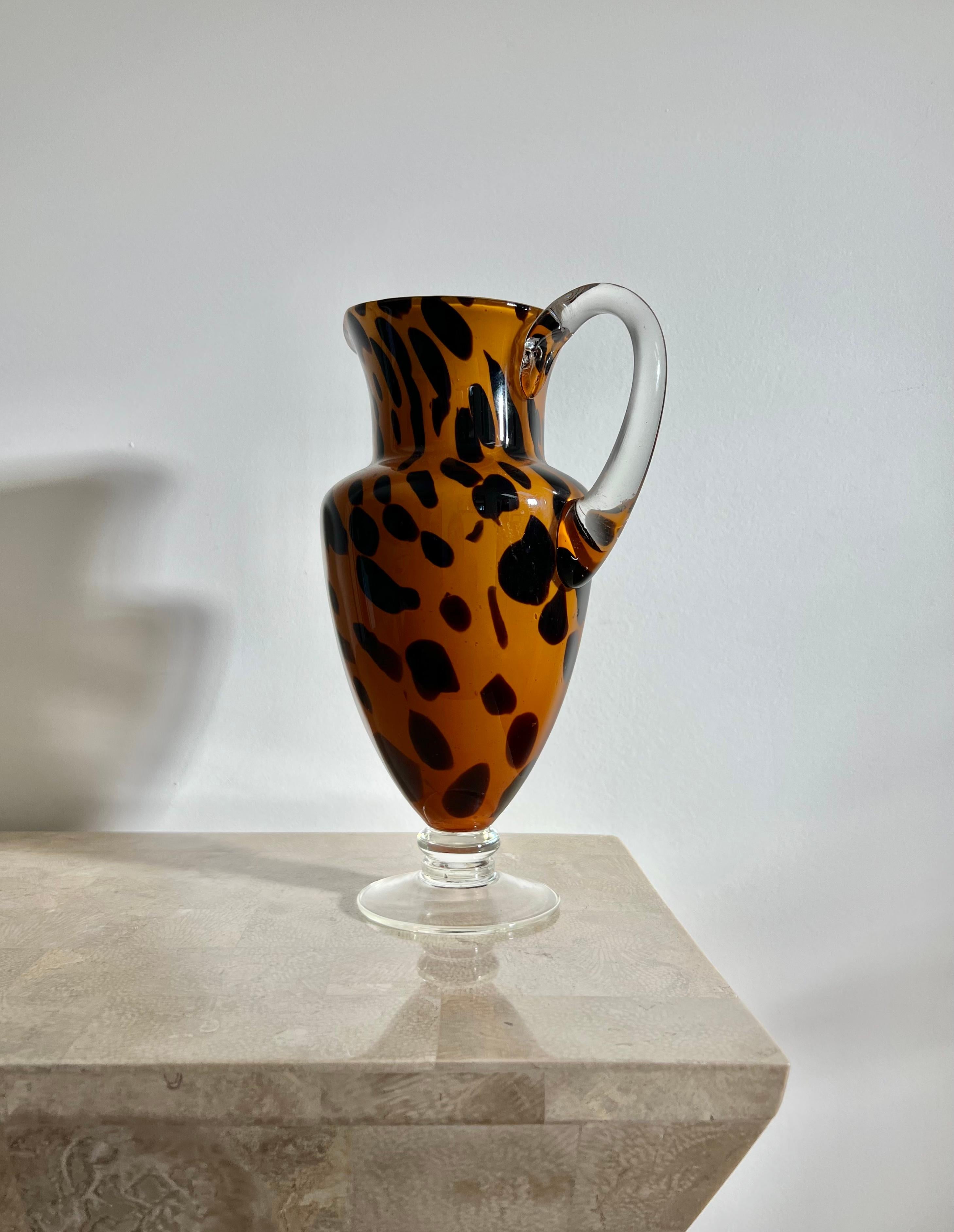 Murano Style Art Glass Leopard Pitcher, 1990s at 1stDibs