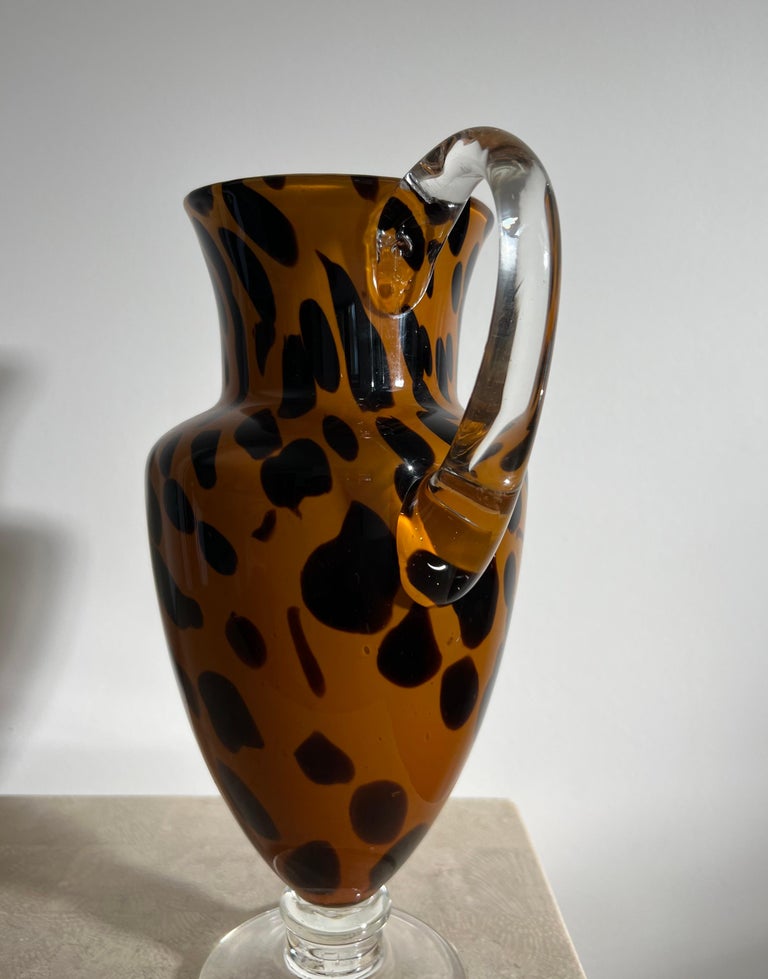 Murano Style Art Glass Leopard Pitcher, 1990s at 1stDibs