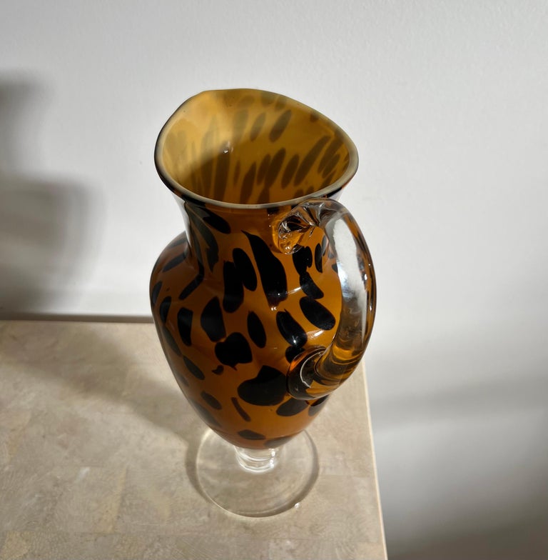 Murano Style Art Glass Leopard Pitcher, 1990s at 1stDibs