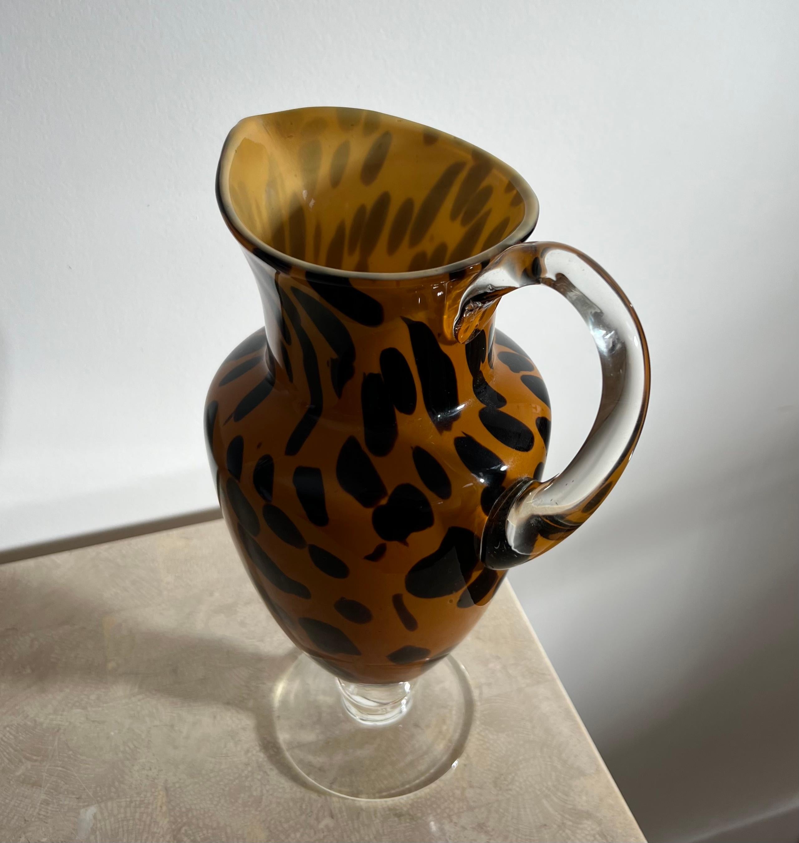 Murano Style Art Glass Leopard Pitcher, 1990s at 1stDibs