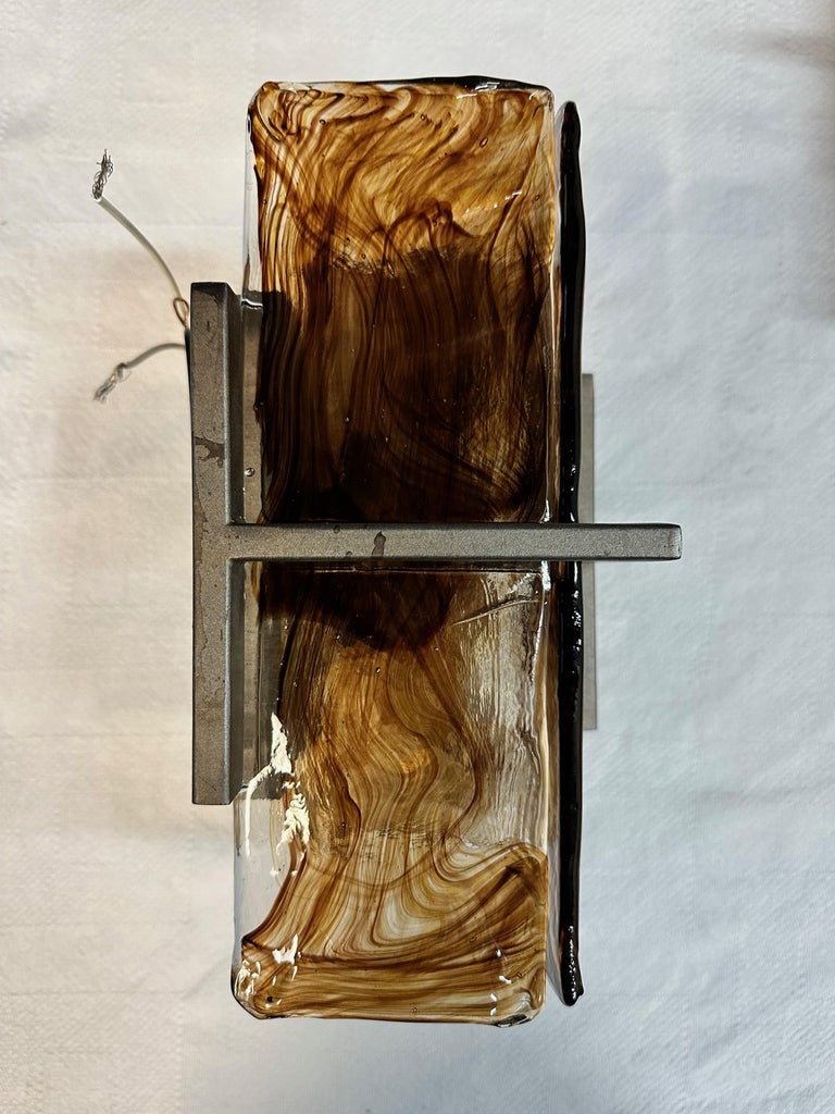Murano Style Set of Six Chocolate Colored Swirled Glass Sconces For ...