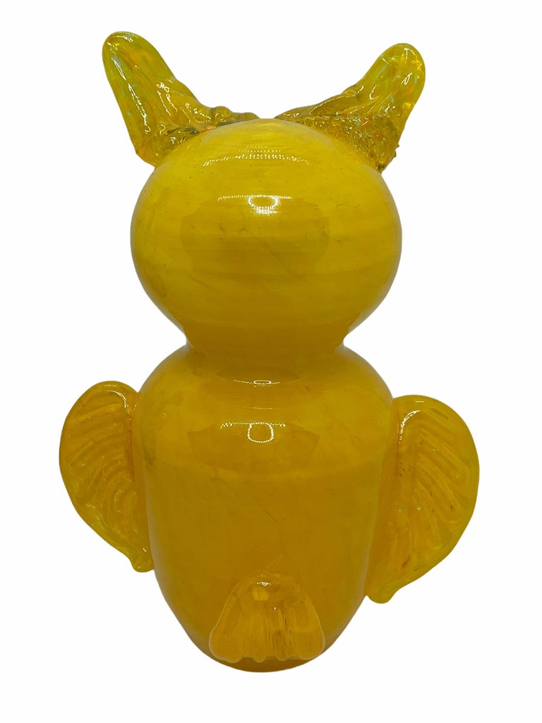 Murano Swirl Art Glass Owl Sculpture Figurine Italy 1970s For Sale At