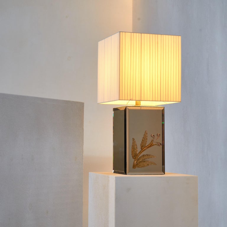 Murano Table Lamp in Mirror and Art Glass 1970s For Sale at 1stDibs