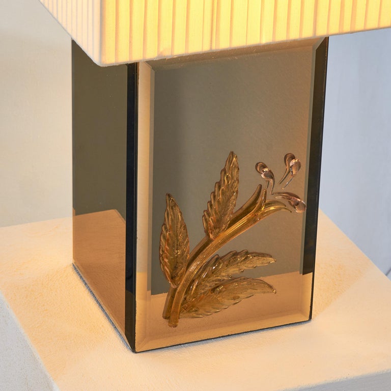 Murano Table Lamp in Mirror and Art Glass 1970s For Sale at 1stDibs