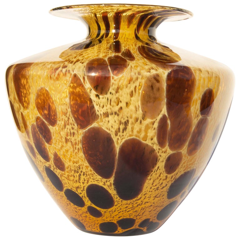 Murano Tortoise Shell Art Glass Vase at 1stDibs