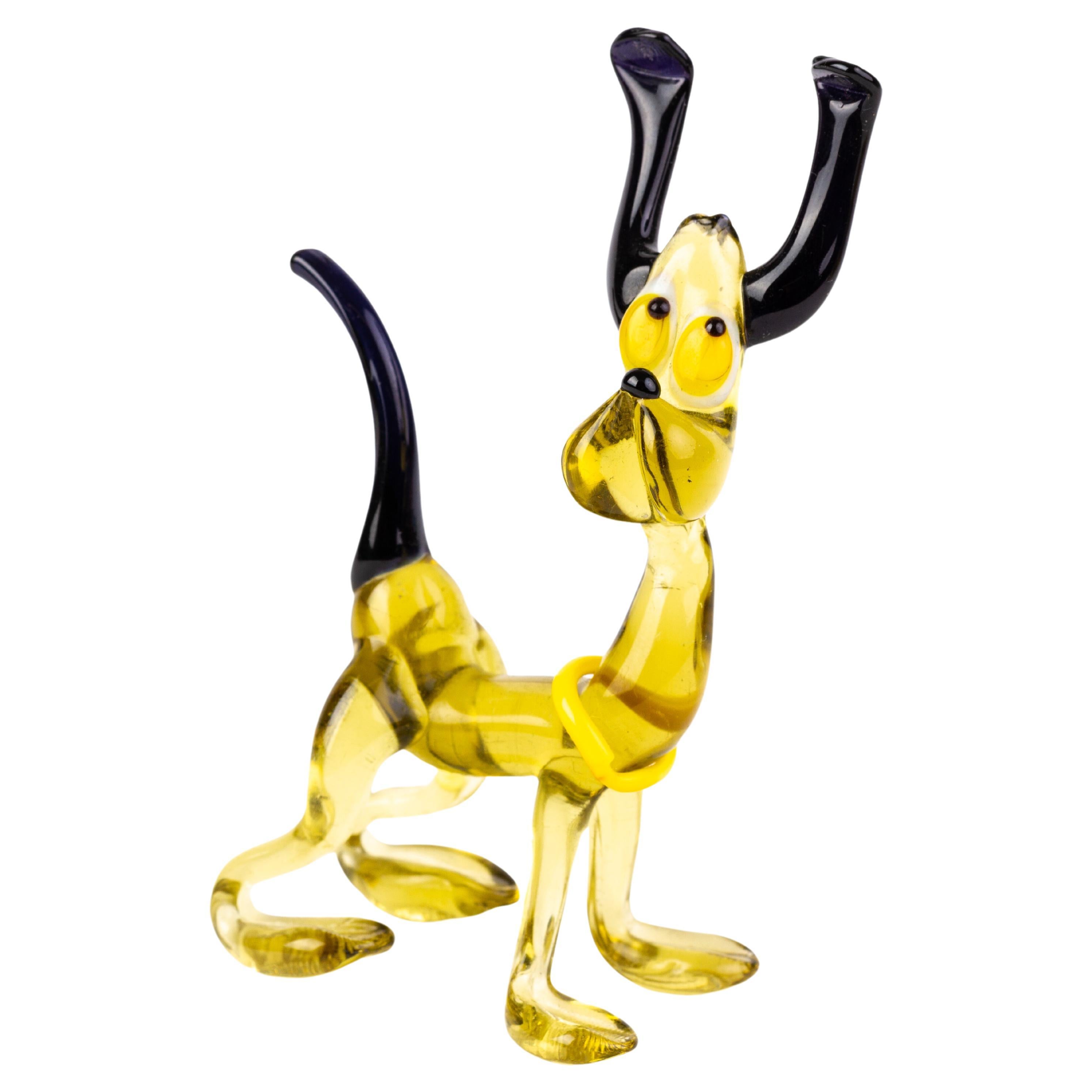 Murano Venetian Glass Designer Sculpture Dog For Sale at 1stDibs