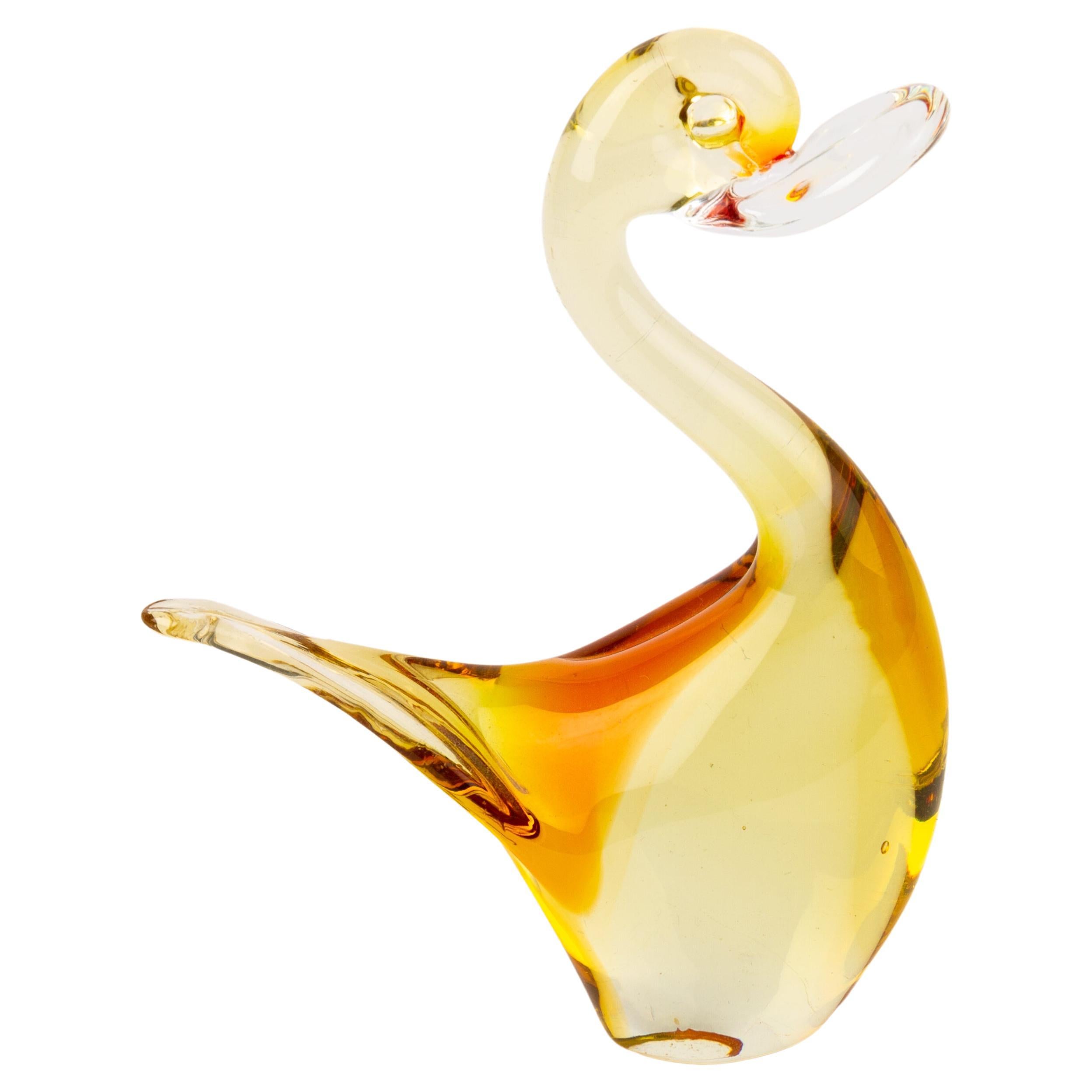 Murano Venetian Glass Designer Duck Sculpture For Sale at 1stDibs