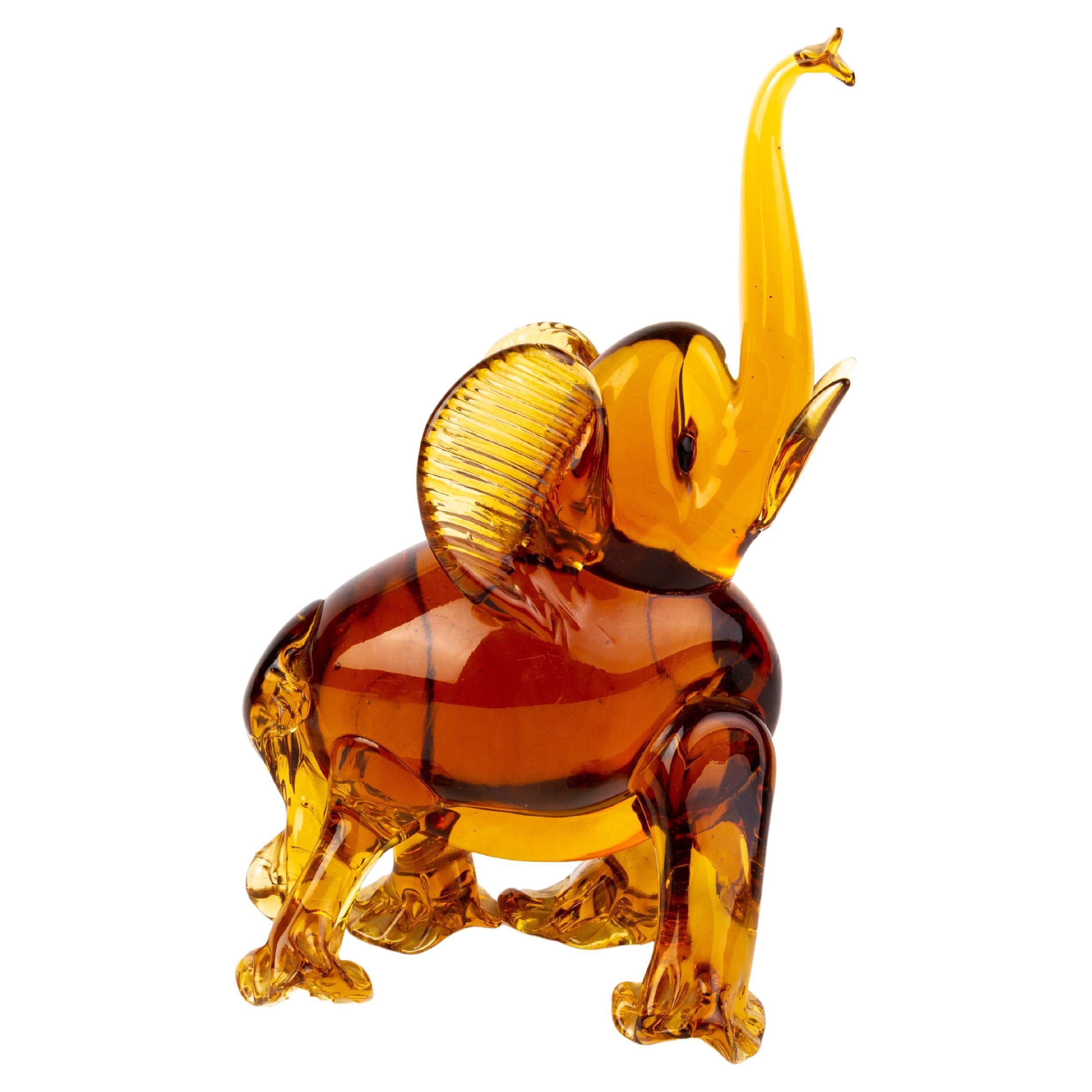 Murano Venetian Glass Designer Sculpture Elephant For Sale at 1stDibs