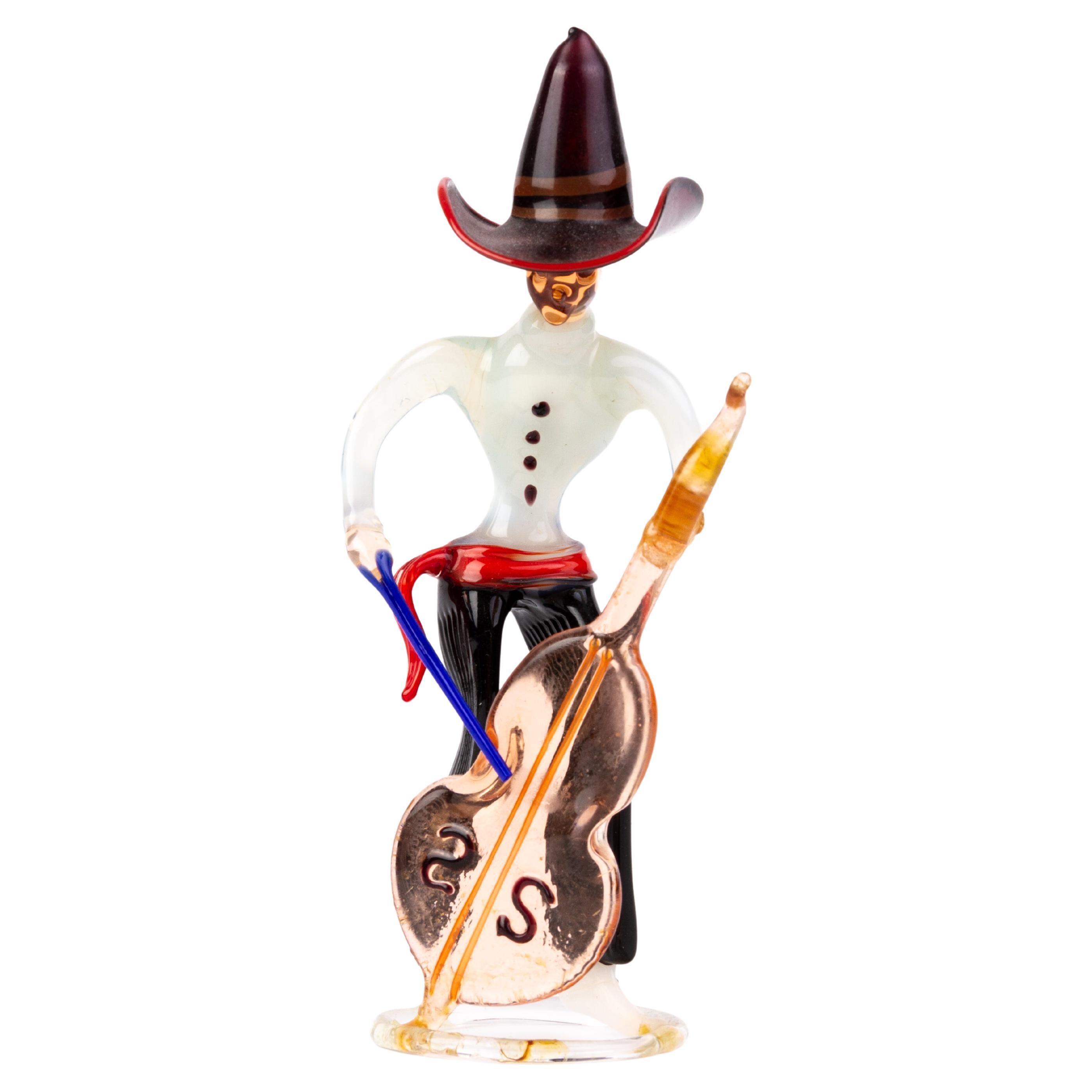Murano Venetian Glass Designer Sculpture Mexican Musician For Sale at ...
