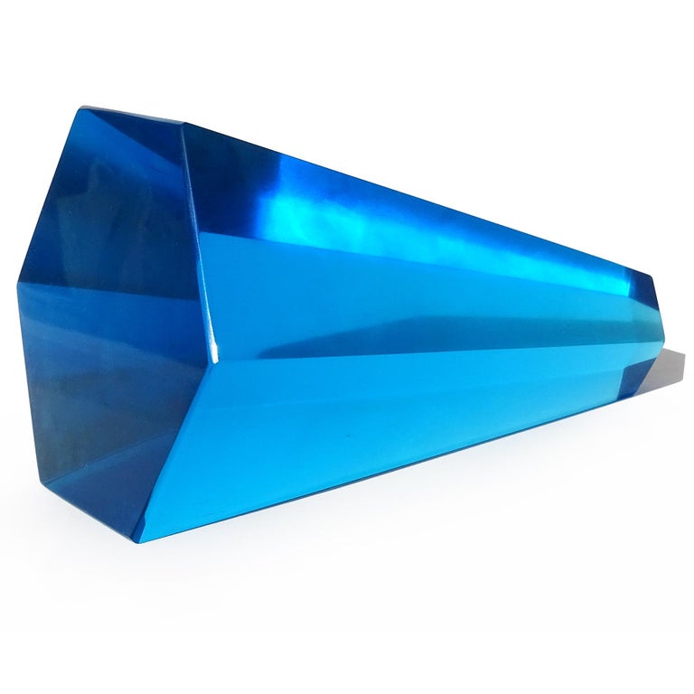 Murano Vintage Blue Italian Art Glass Obelisk Pyramid Paperweight ...