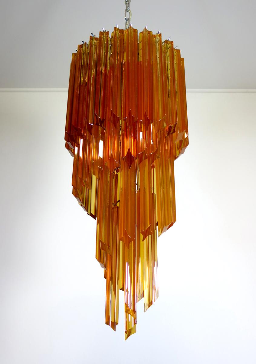 Murano Vintage Chandelier, 54 Quadriedri Amber Prisms at 1stDibs | pill ...