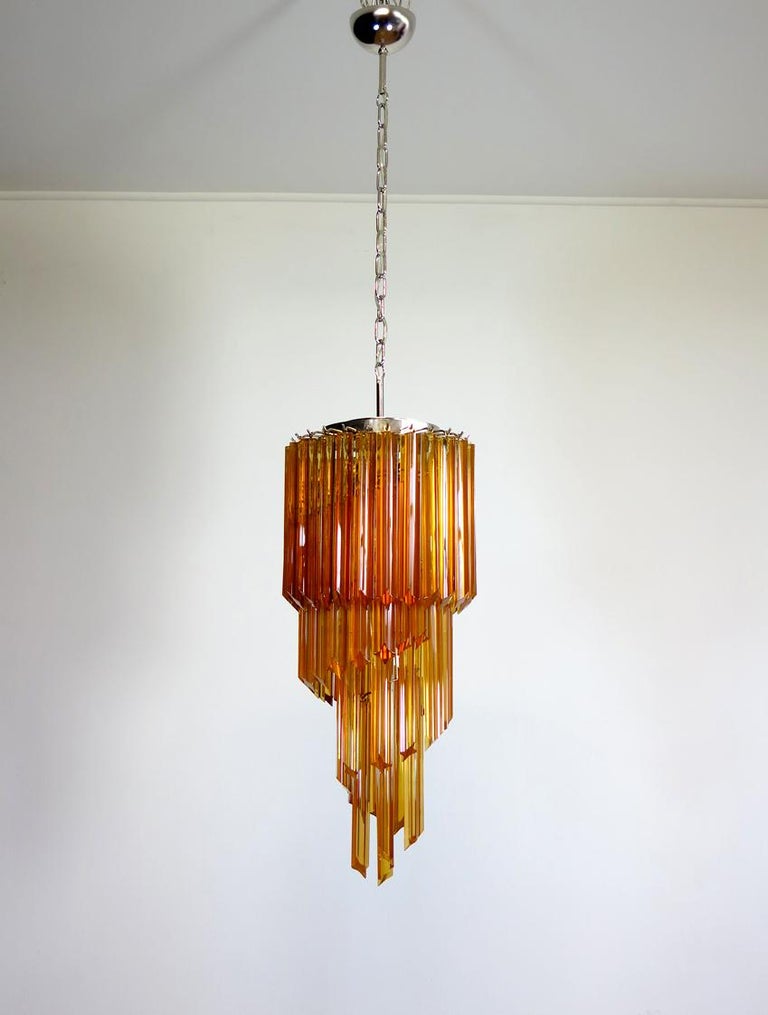Murano Vintage Chandelier, 54 Quadriedri Amber Prisms at 1stDibs