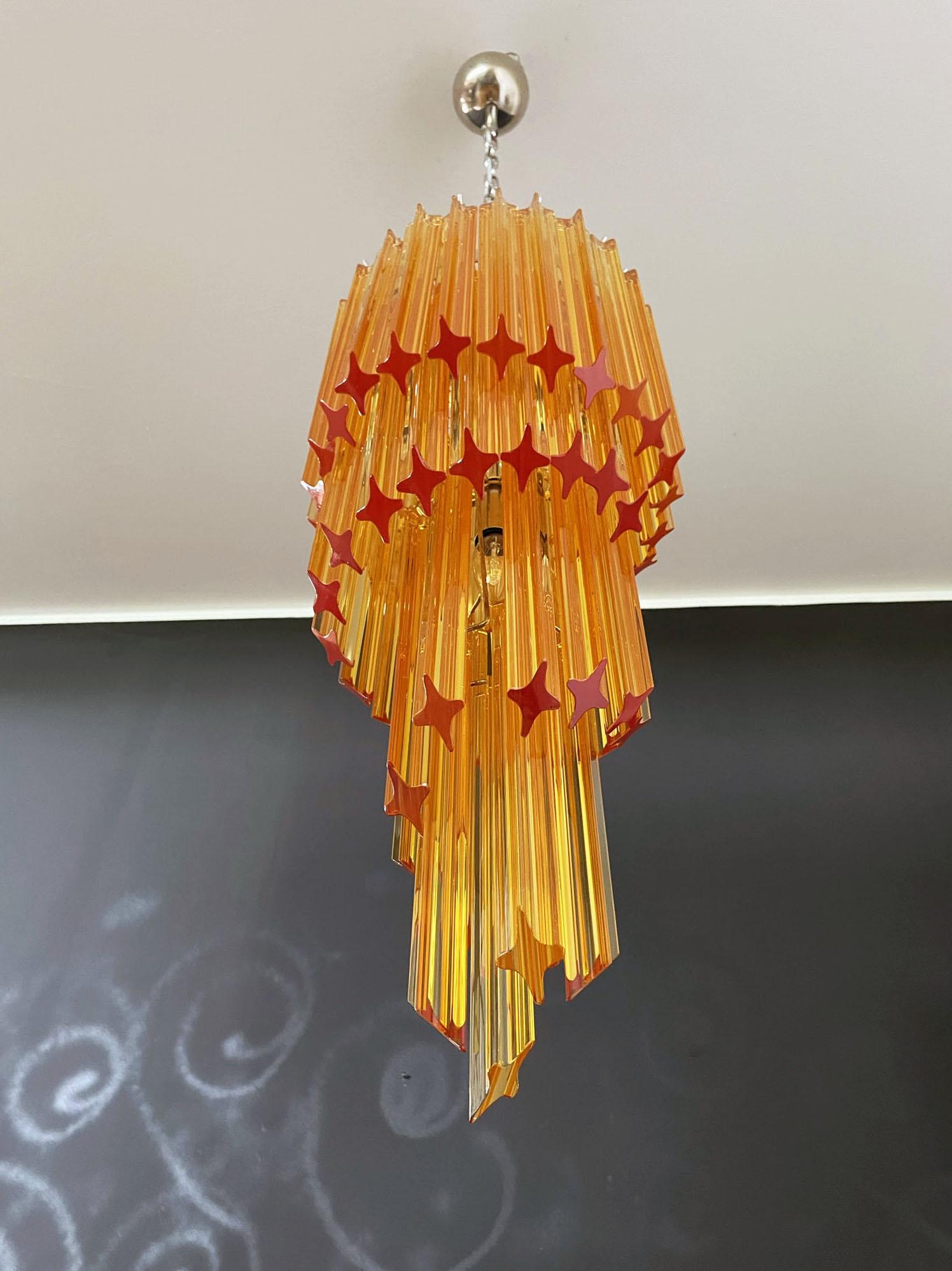Murano Vintage Chandelier, 54 Quadriedri Amber Prisms at 1stDibs | pill ...