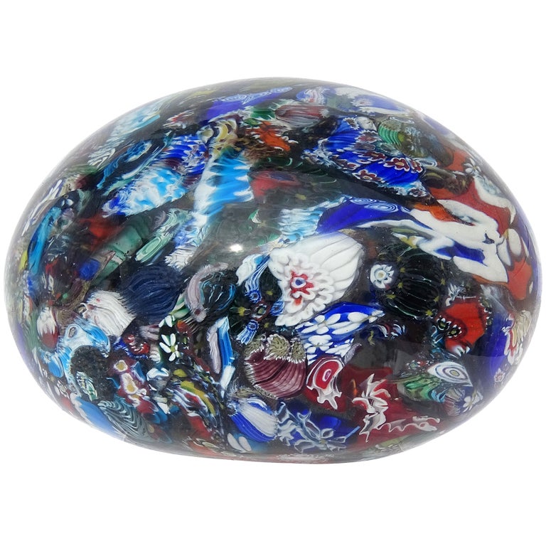 Murano Vintage Scramble Millefiori Flowers Italian Art Glass Large ...