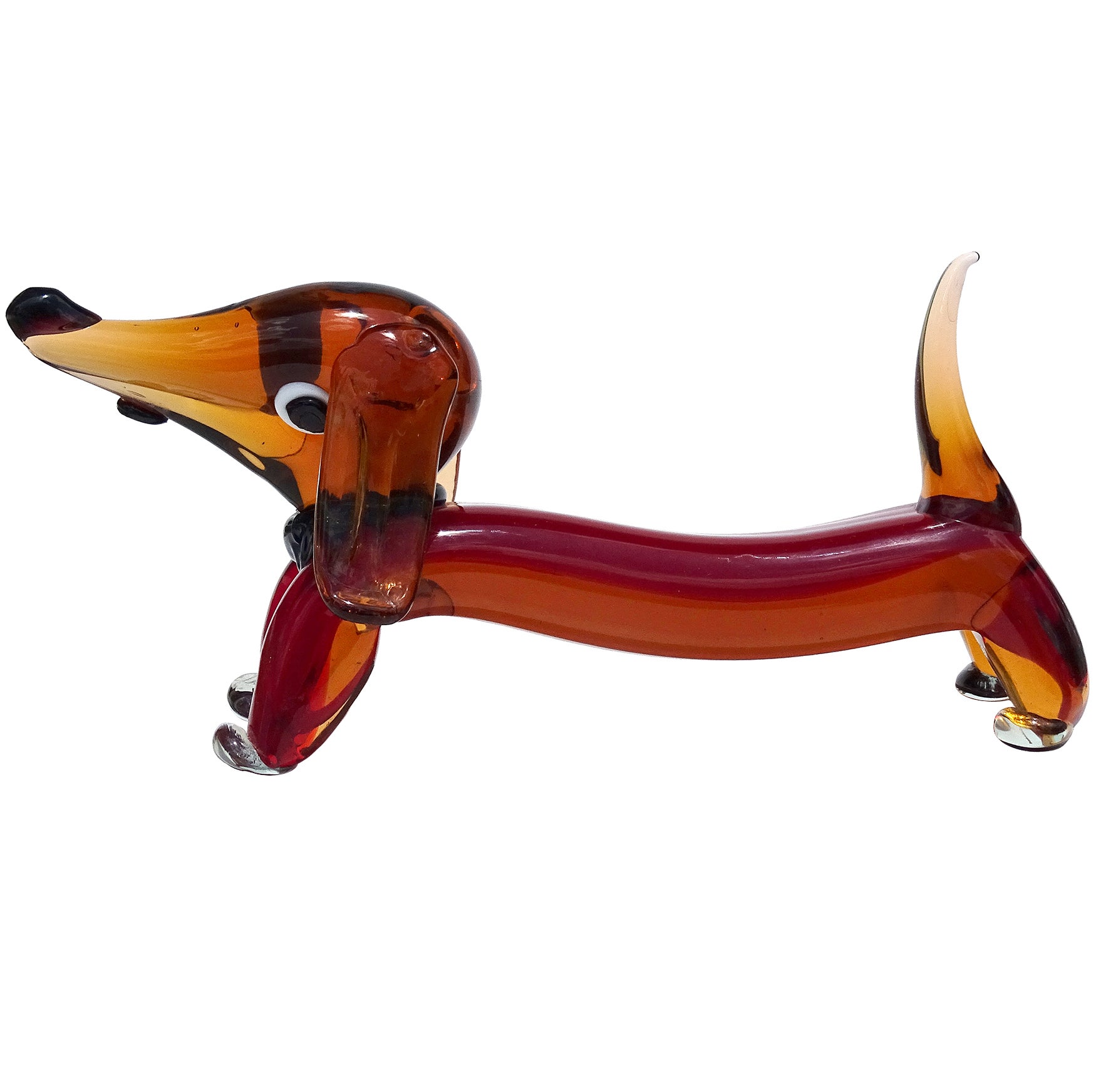 Murano Vintage Sommerso Red Orange Italian Art Glass Dachshund Dog ...