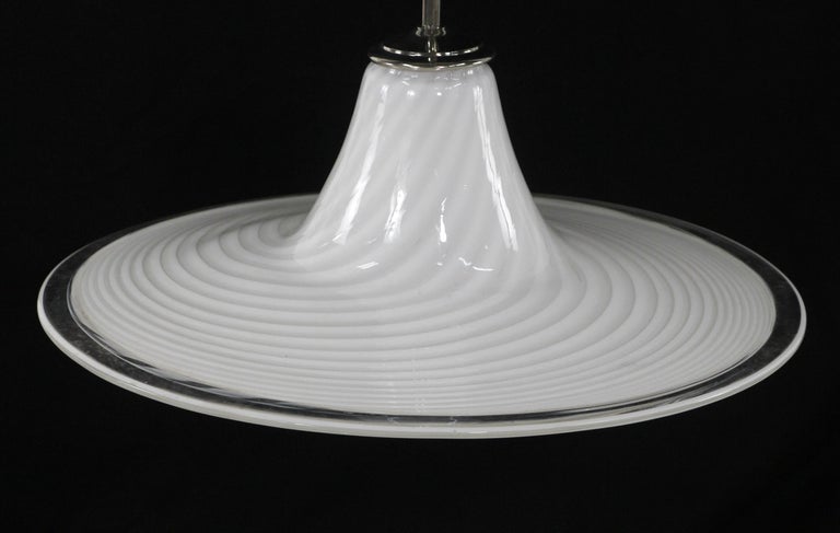 Murano White Swirled Hand Formed Glass Pendant Light from Italy For ...