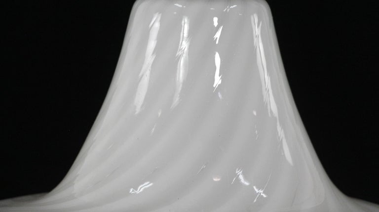 Murano White Swirled Hand Formed Glass Pendant Light from Italy For ...