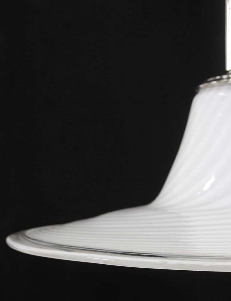 Murano White Swirled Hand Formed Glass Pendant Light from Italy For ...